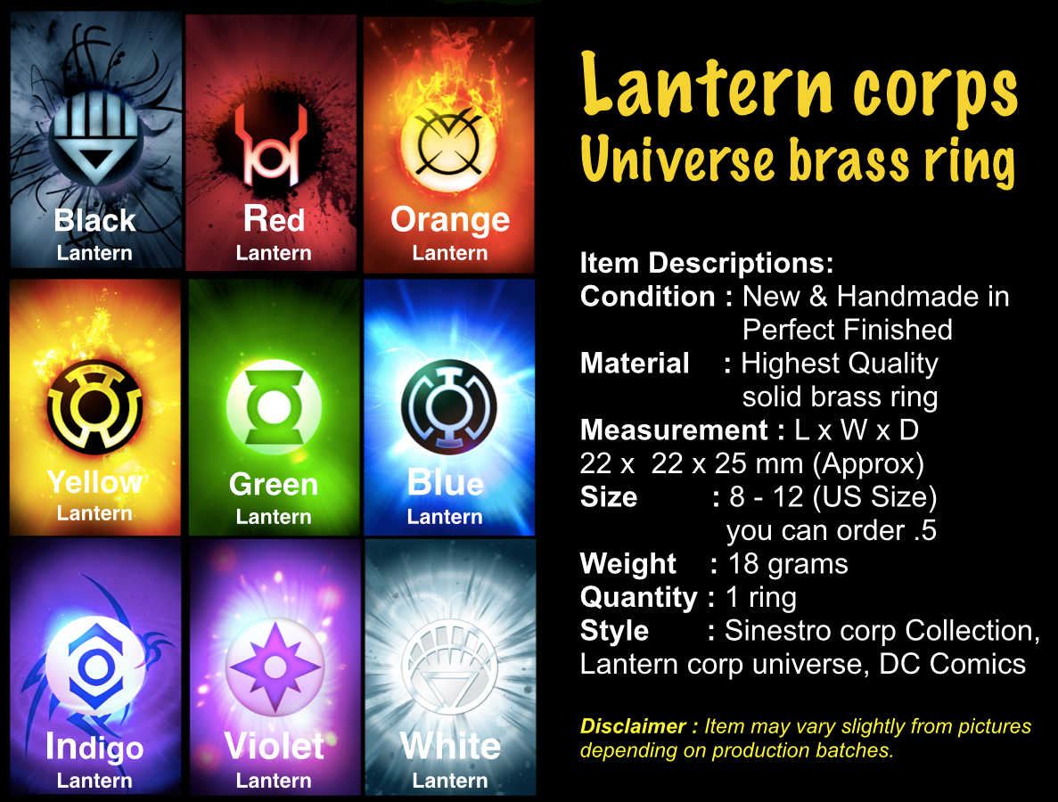 Different Lantern Corps Rings