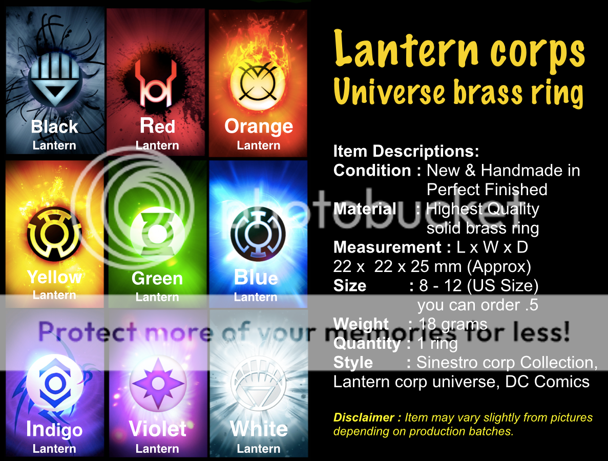 Different Lantern Corps Rings